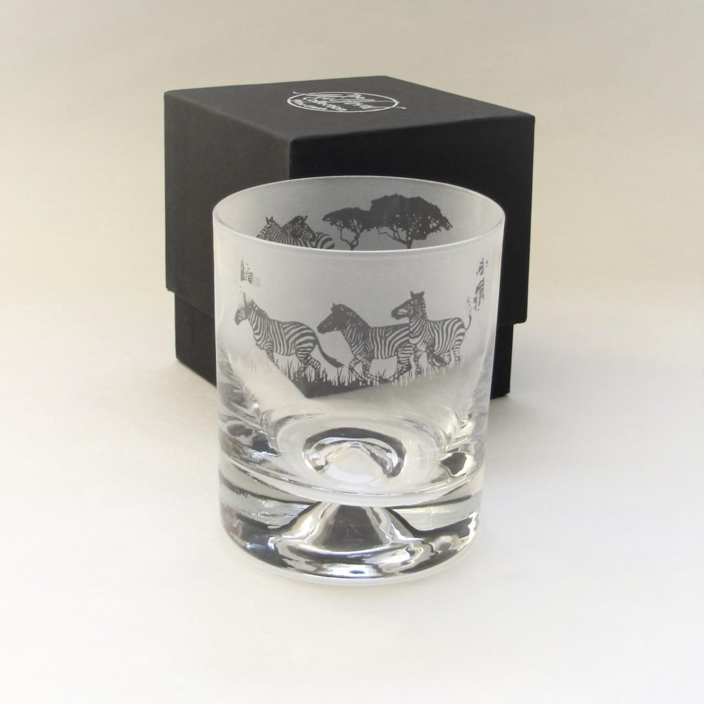 Animo Glass Zebra Whisky Tumbler - Things Go Wild